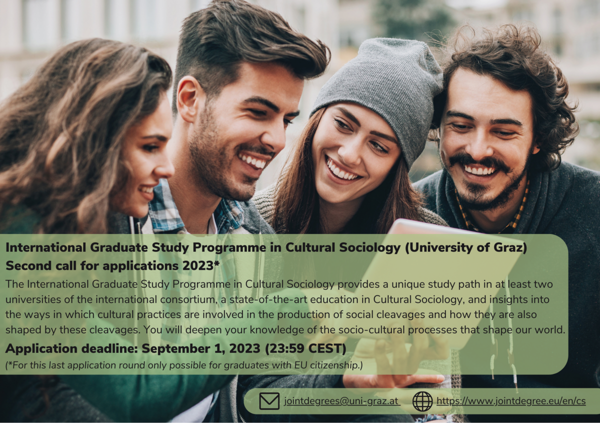 Cultural Sociology - Second call 2023 at the University of Graz open ...