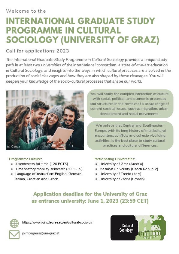 Cultural Sociology - Call for applications 2023 open - Joint Programmes
